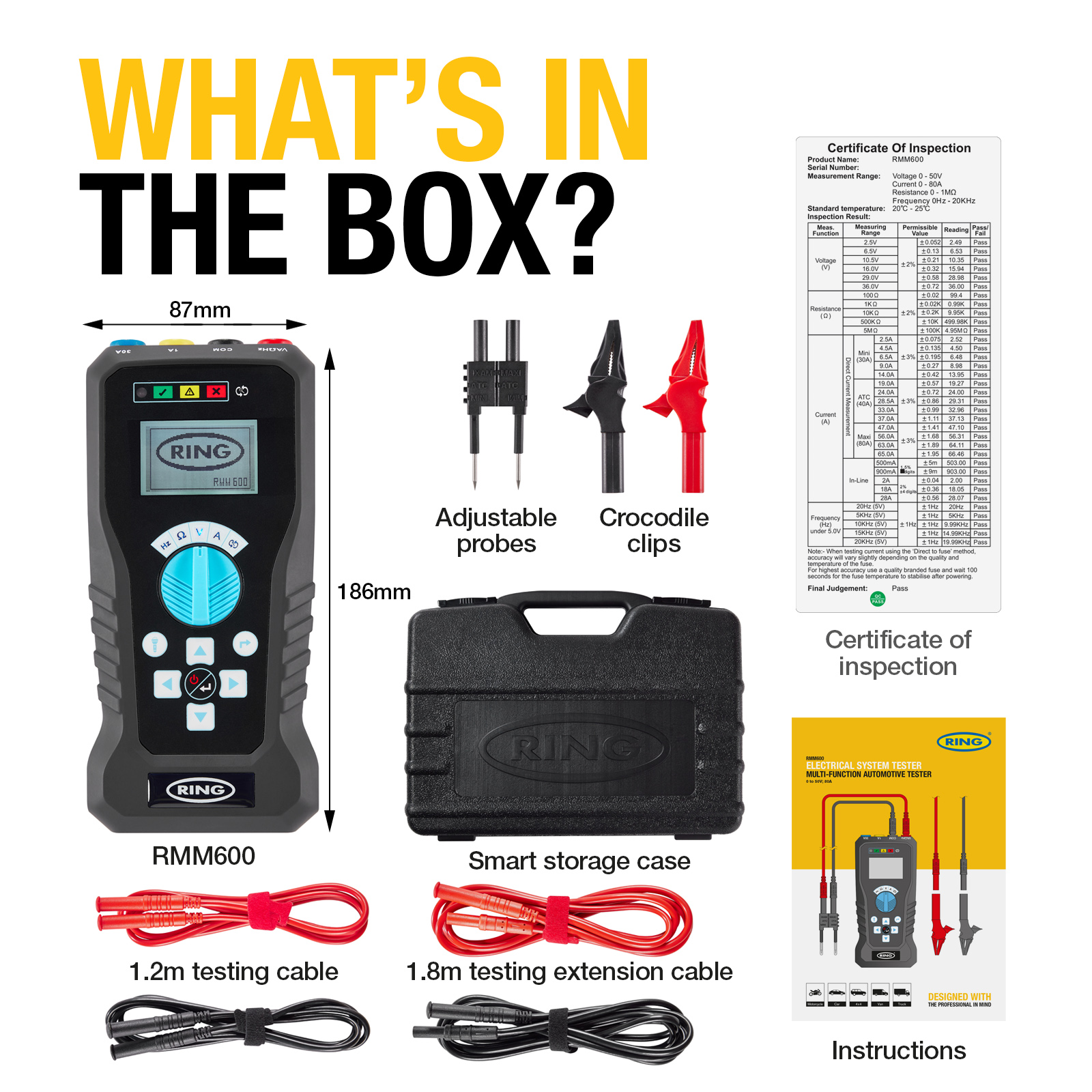 Ring Automotive - RMM600 - Multi-function Automotive Tester - 6V, 12V ...
