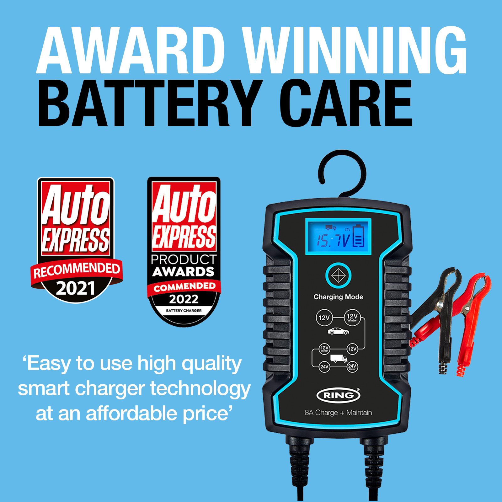 8A Smart Charger and Battery Maintainer | RSC808/RESC808 | Ring Automotive