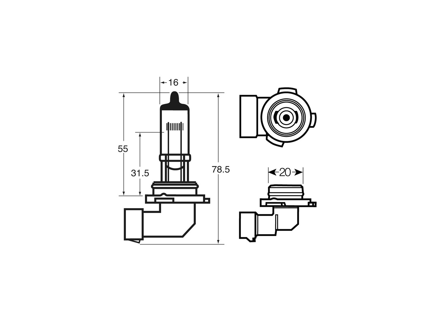 12V 53W H12 PZ20D Halogen Headlamp | R712 | Ring