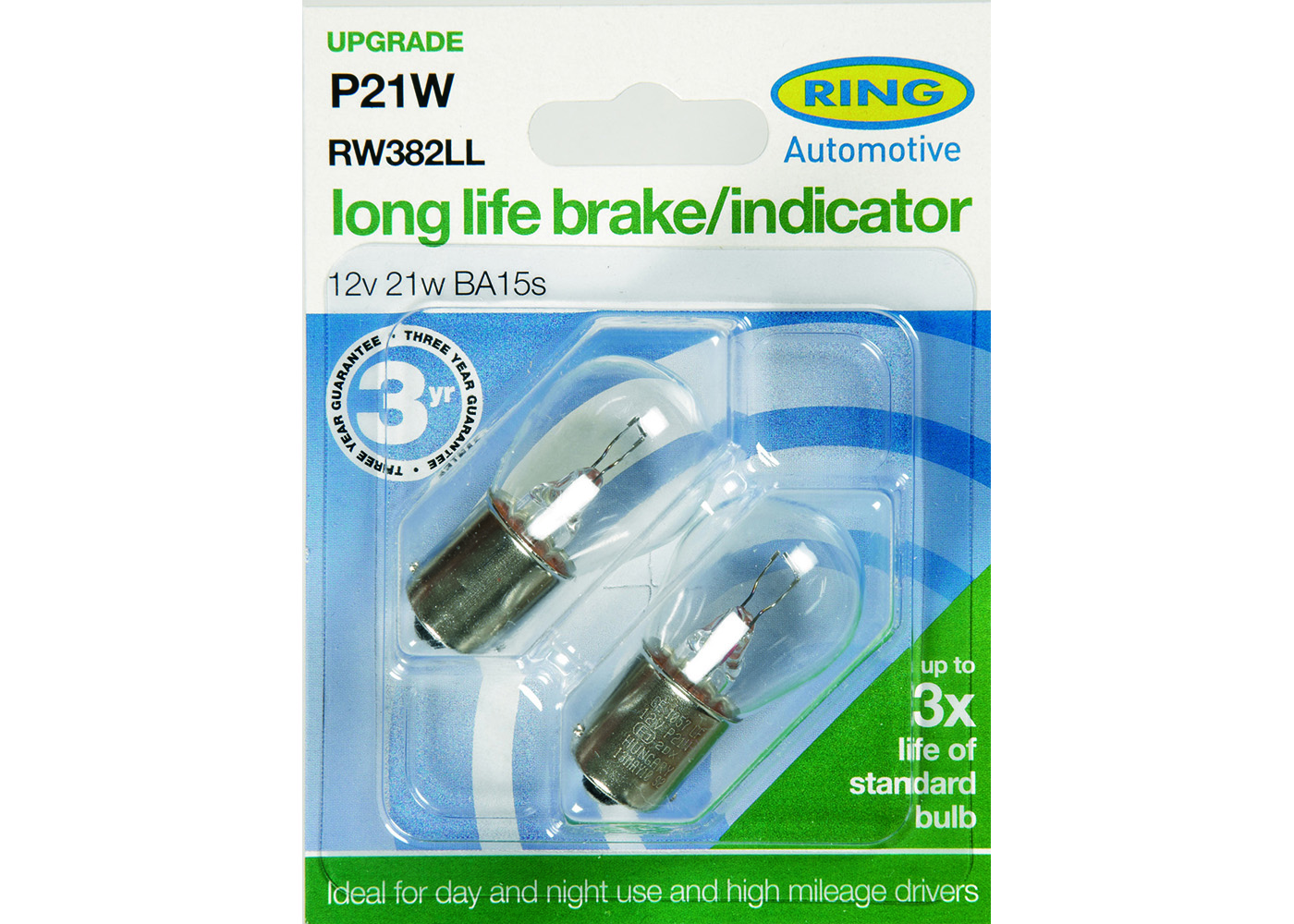 P21W Long Life Brake/Indicator/Reverse/Rear Fog Bulb | RW382LL | Ring