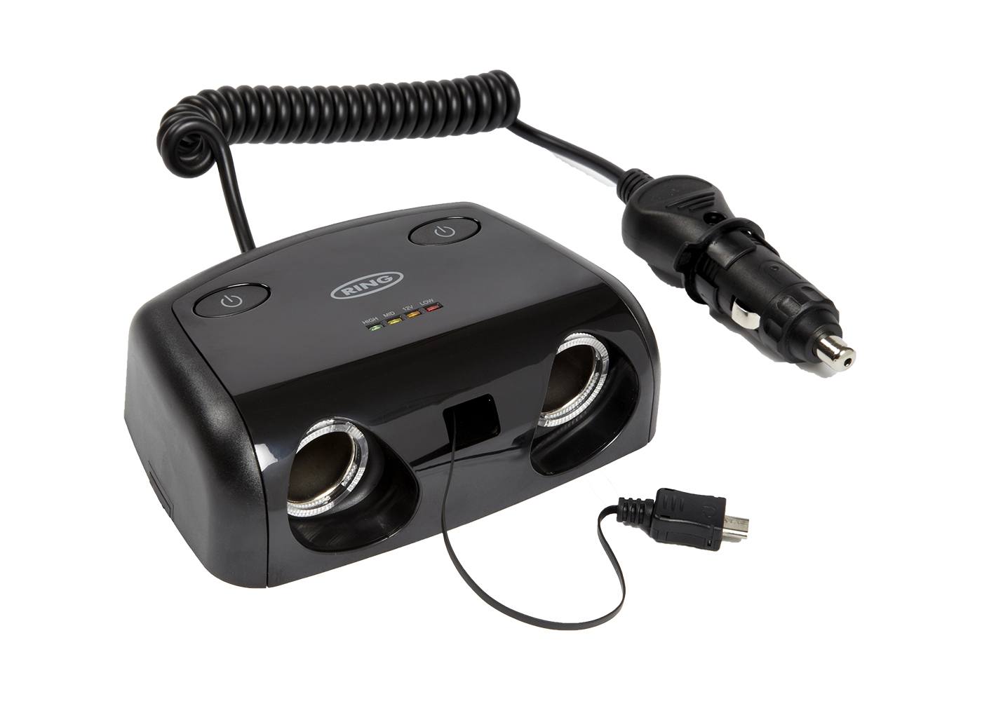 12V Twin Switched Multi Socket with Retractable Micro USB Lead | RMS14 ...