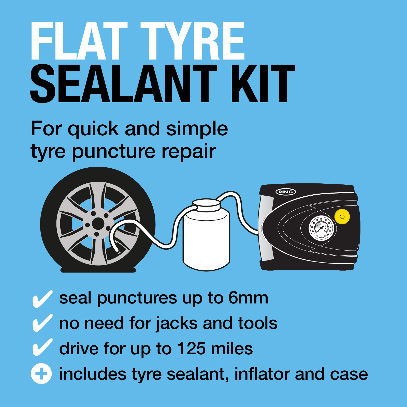 Ring Automotive: RTK6 Tyre Sealant complete kit
