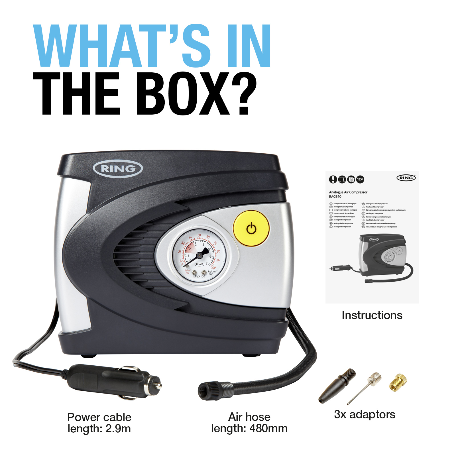 RAC610 Analogue Tyre Inflator | Ring Automotive