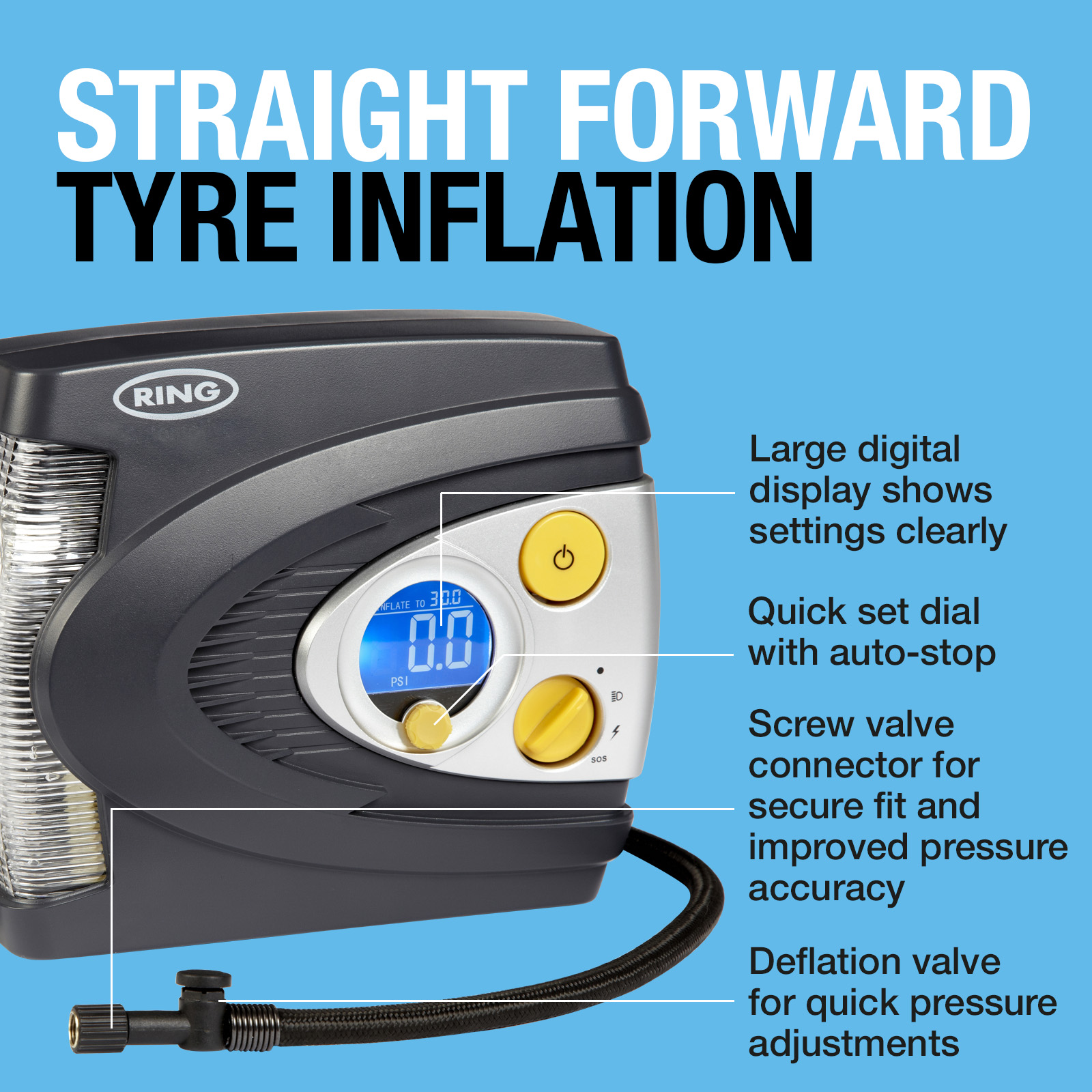 RAC635 Preset Digital Tyre Inflator | Ring Automotive