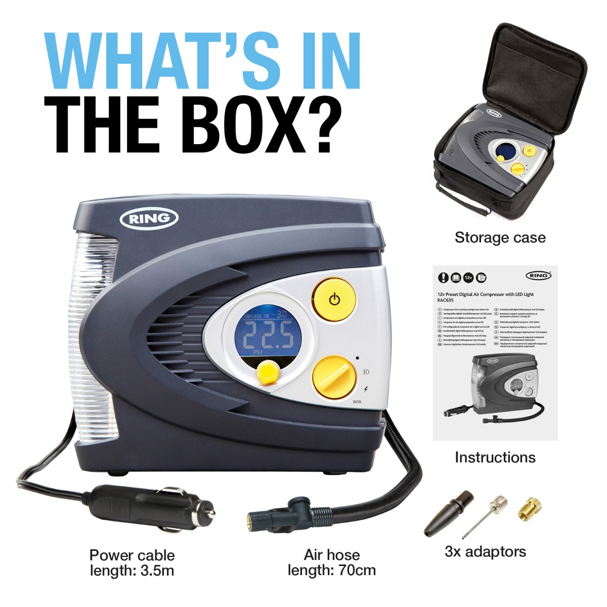 RAC635 Preset Digital Tyre Inflator | Ring Automotive