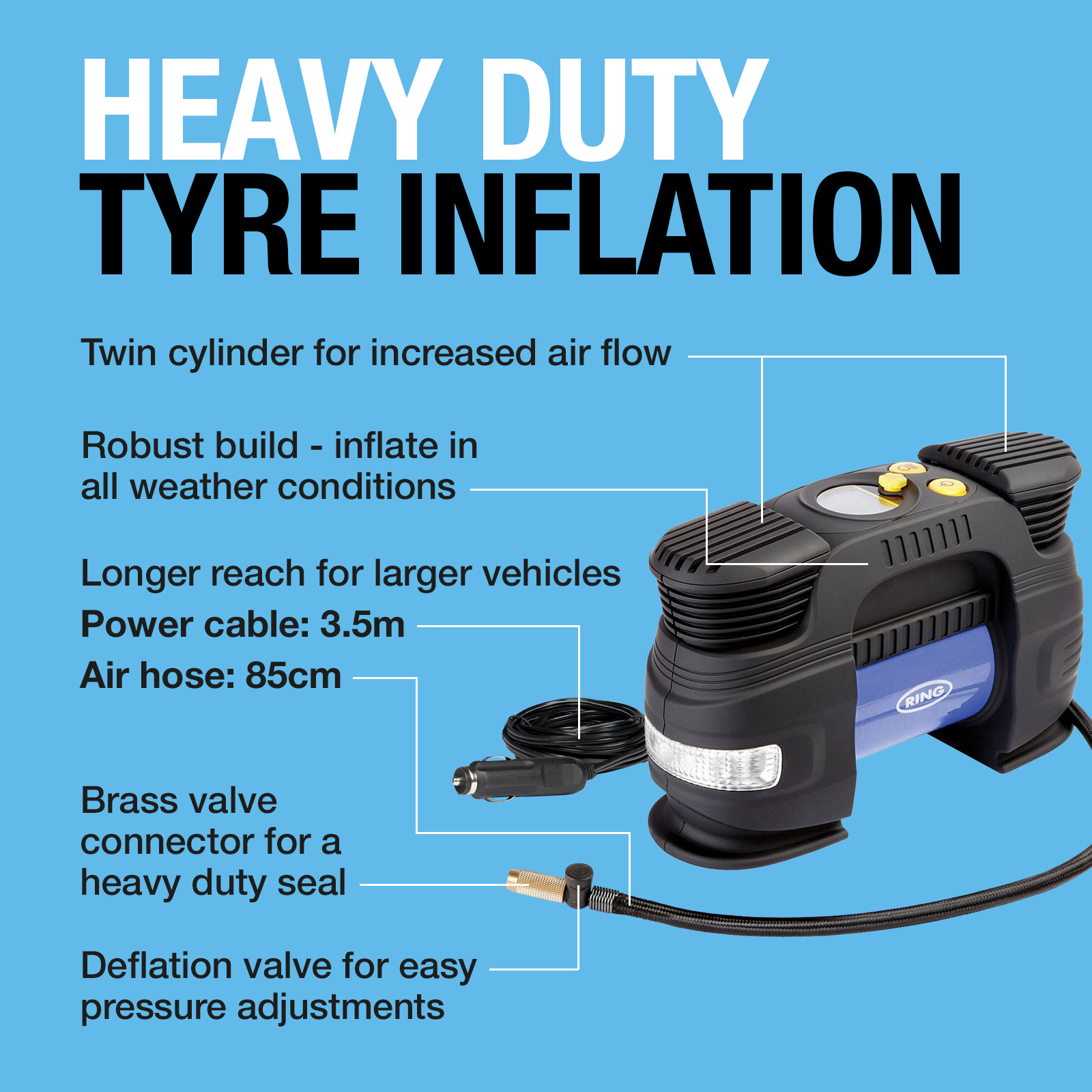 RAC830 Caravan Tyre Inflator | Ring Automotive
