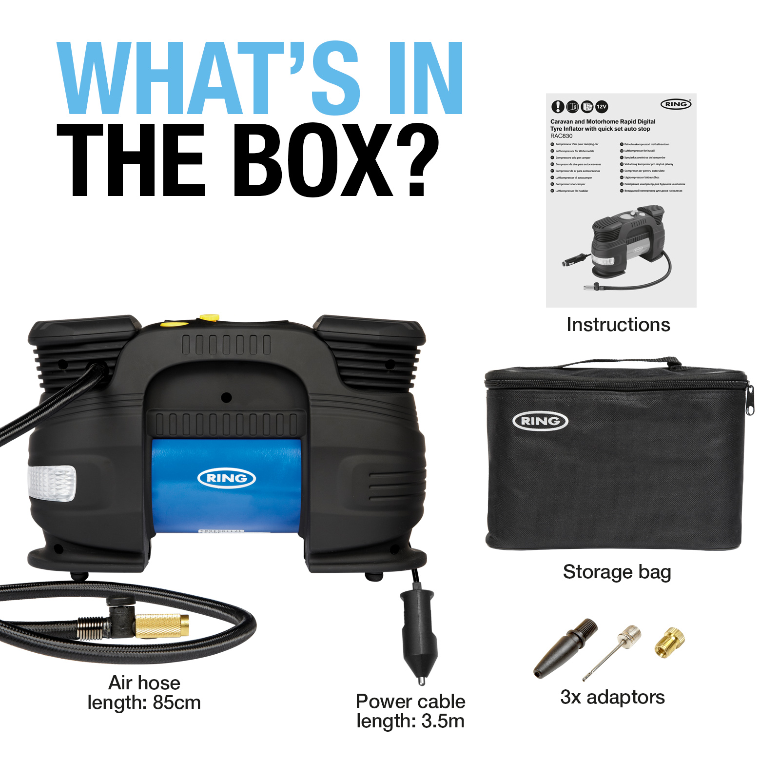 RAC830 Caravan Tyre Inflator | Ring Automotive