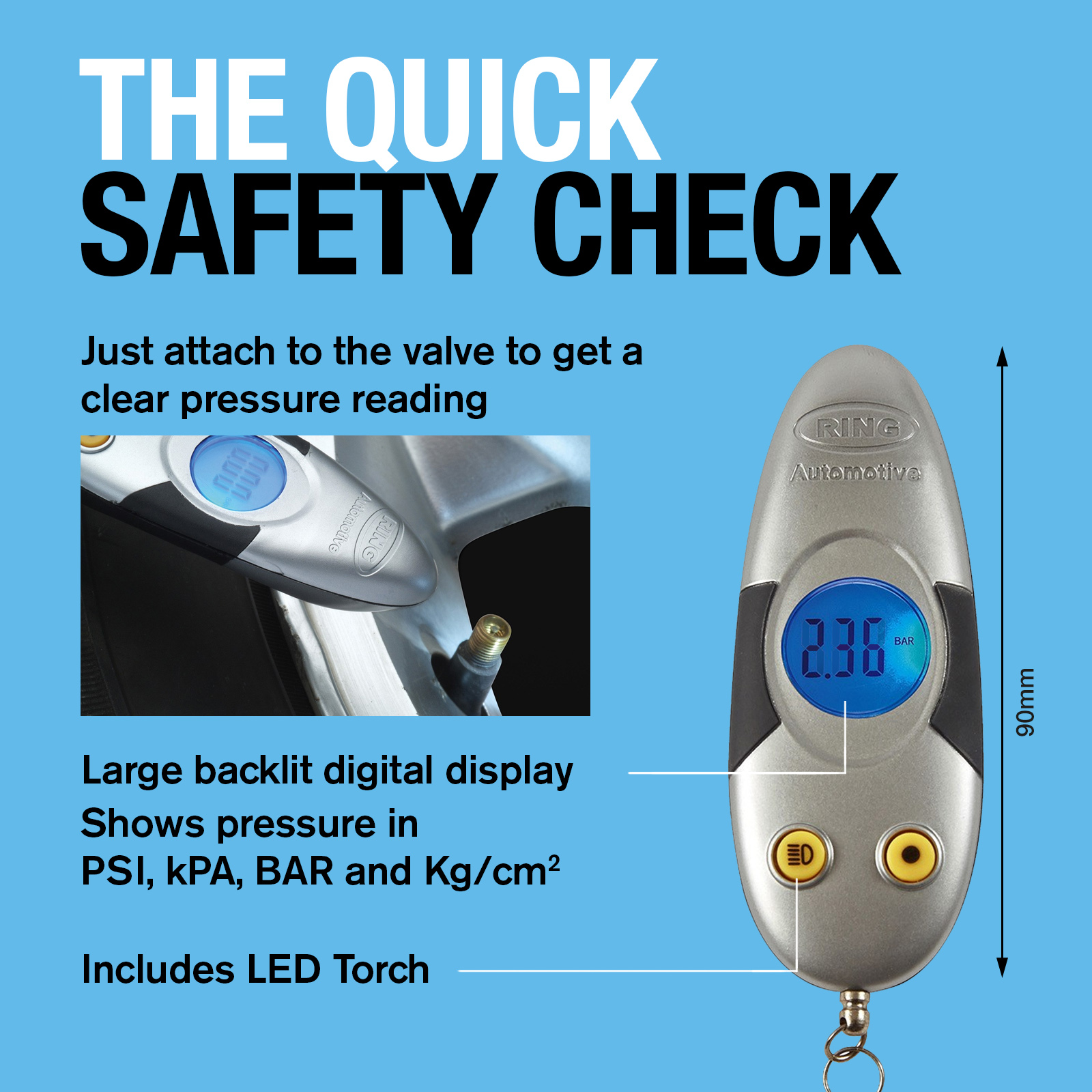 RTG4 Digital Keyring Tyre Gauge | Ring Automotive